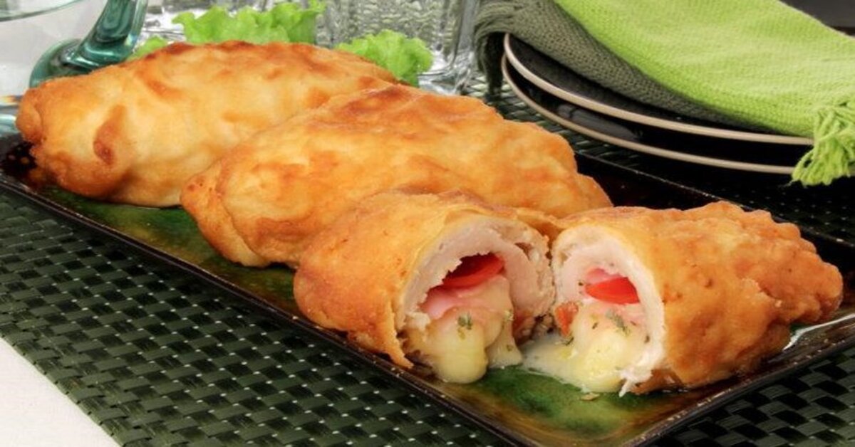 Rolê de Frango Empanado e Recheado – Sequinho e cremoso – Receitas ...